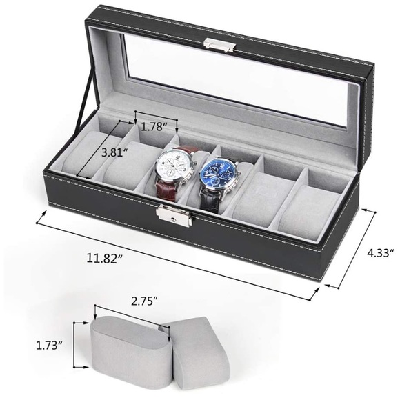 Storage & Organization | 6 Slot Leather Watch Box Display Case ...